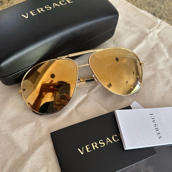 Versace | Accessories | New Versace Ve 2249 Mirror Aviator Mirror ...